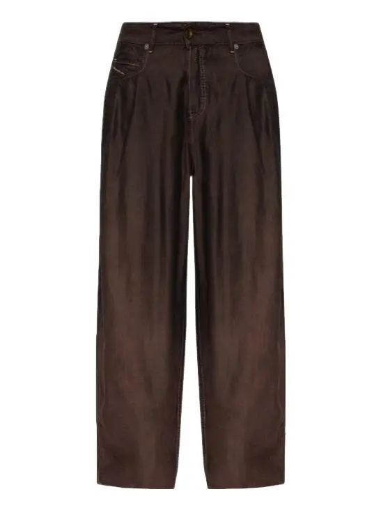 DIESEL® Wide Leg Casual Pants With Belt Loops - Black