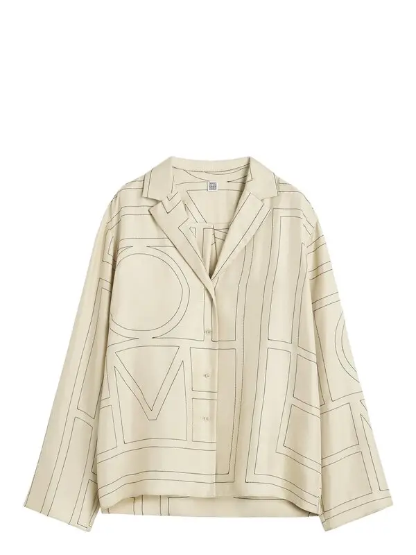 TOTEME Monogram-print Satin Shirt - Nude