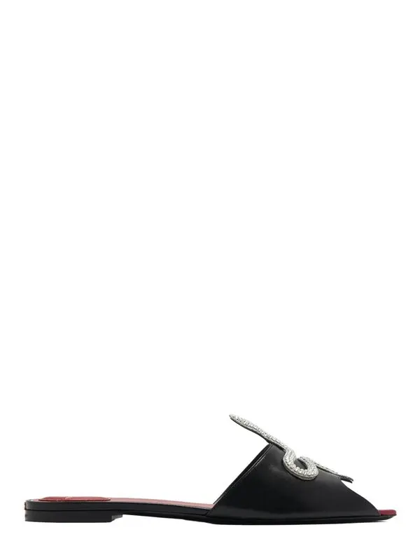 Valentino Garavani Coeur Vipère Slide Sandals In Kidskin - Black