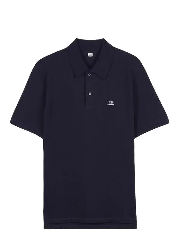C.P. COMPANY Short-sleeve Point-collar Cotton Polo Shirt - Black