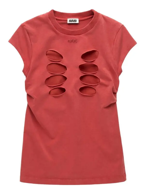 AVAVAV Distressed Cut-out T-shirt - Red