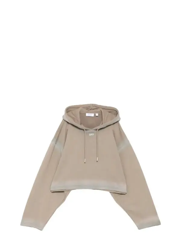 Off-White Spray Effect Logo Hoodie - Taupe