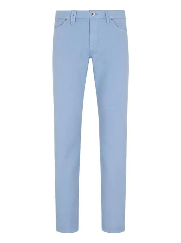 Brioni Five-pocket Jeans With Logo Detail - Blue