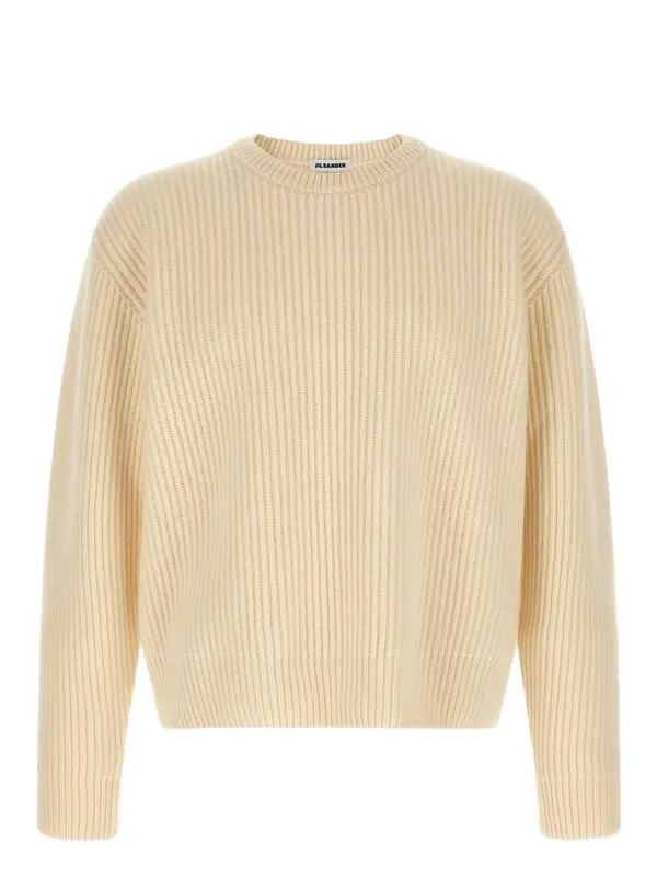 JIL SANDER Fisherman Rib Crew Neck Long Sleeve Sweater - Nude