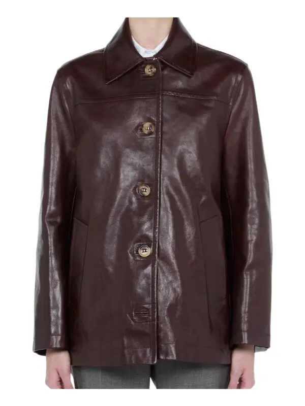 Thom Browne Long-sleeved Leather Jacket - Black
