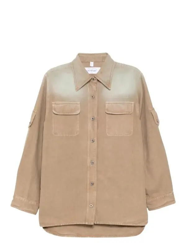 Off-White Spray Effect Shirt Jacket - Cedar Brown