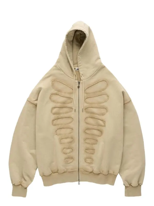AVAVAV Hooded Zip Sweater With Embroidery - Nude