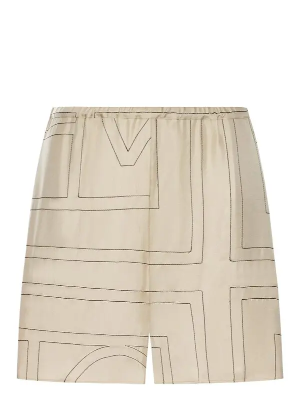 TOTEME Embroidered Silk Shorts - Nude