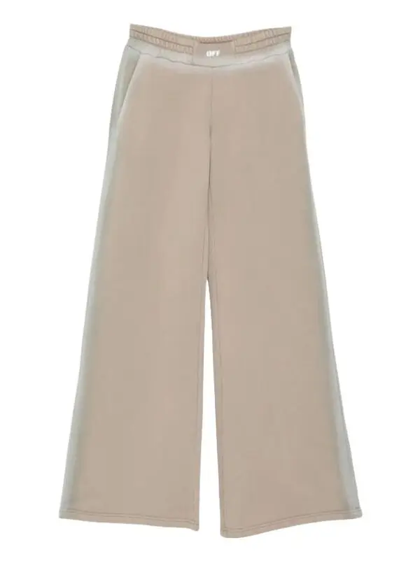 Off-White Wide-leg Cropped Trousers With Logo Detail - Cedar Brown