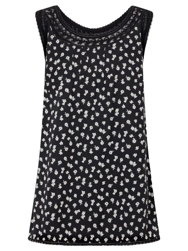 Posse Sleeveless Floral Lace Trimmed Mini Dress - Black