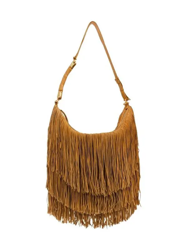 Balmain Bène Large Hobo Bag With Tassels - Brown