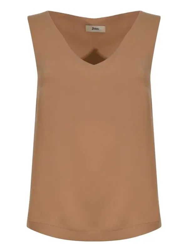 Herno V-neck Sleeveless T-shirt - Brown