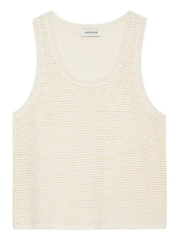 ANINE BING Crew Neck Knit Vest - Ivory