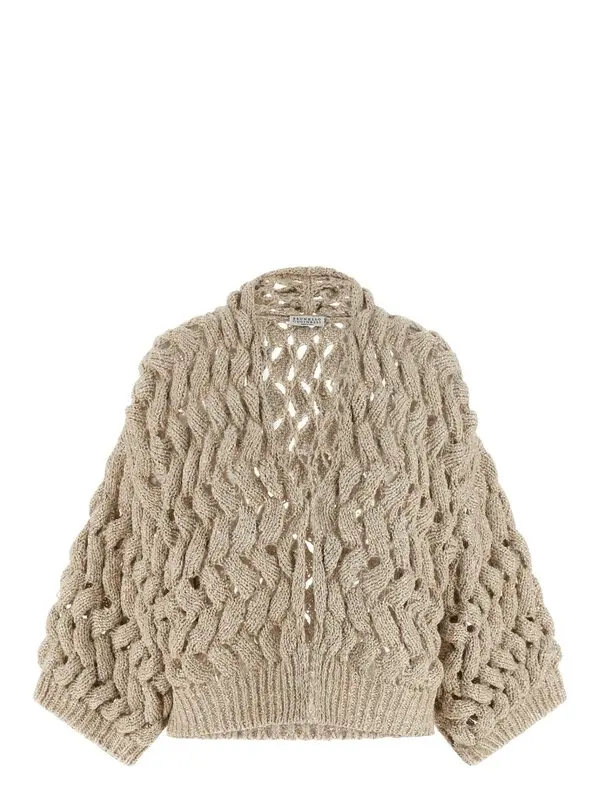 Brunello Cucinelli Chunky Knit Openwork Cardigan - Light Brown