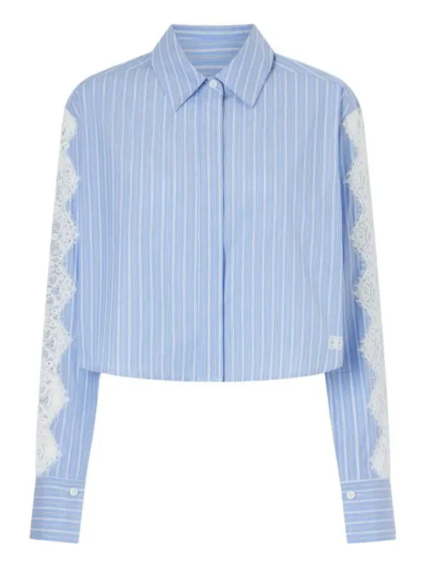 Simkhai Renata Lace-trimmed Cropped Shirt - Blue