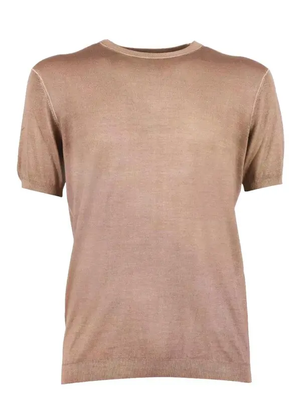 BRANDO Fine-knit Short-sleeve T-shirt - Brown