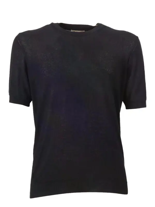 KANGRA Fine-knit Short-sleeve T-shirt - Blue