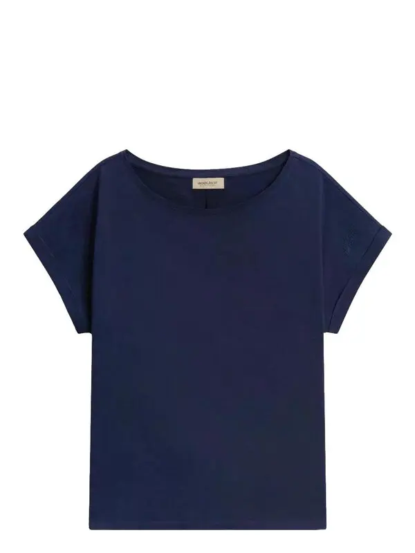 Woolrich Slub-cotton Boat-neck T-shirt - Blue
