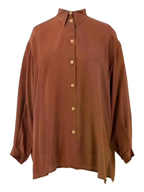 MONDRAIN Relaxed-fit Silk Shirt - Brown