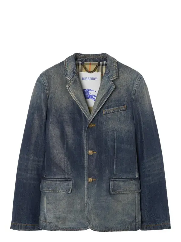 Burberry Coated Denim Tailored Jacket - Mid Blue