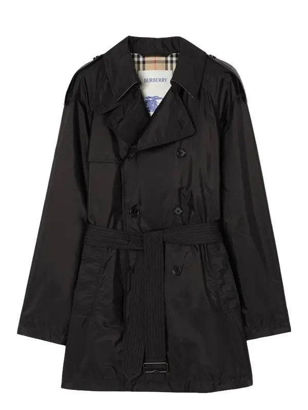 Burberry Mid-length Nylon Leadenham Trench Coat - Black