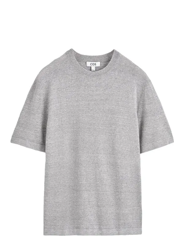 Cos Knitted Linen T-shirt - Gray