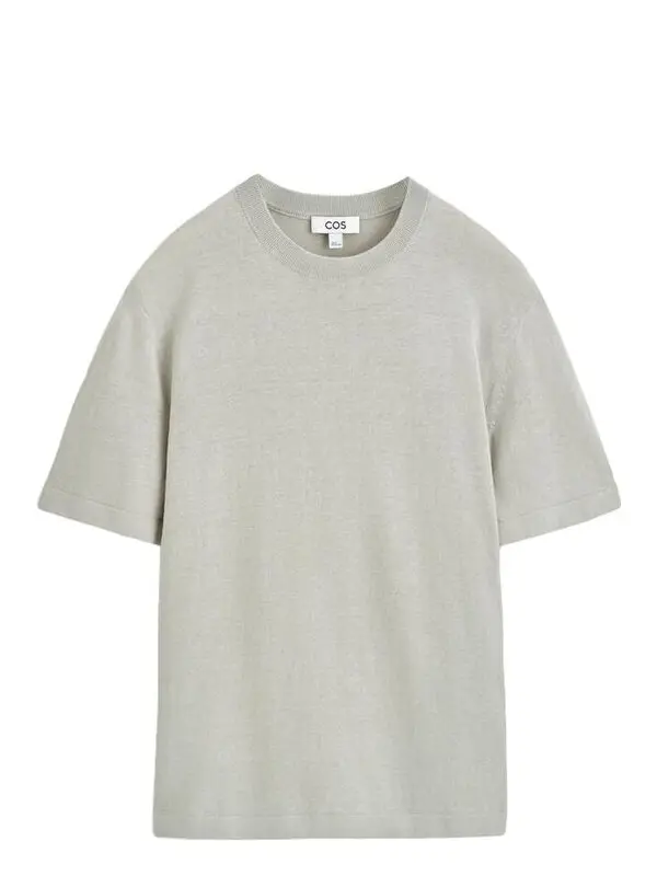 Cos Knitted Linen T-shirt - Light Blue