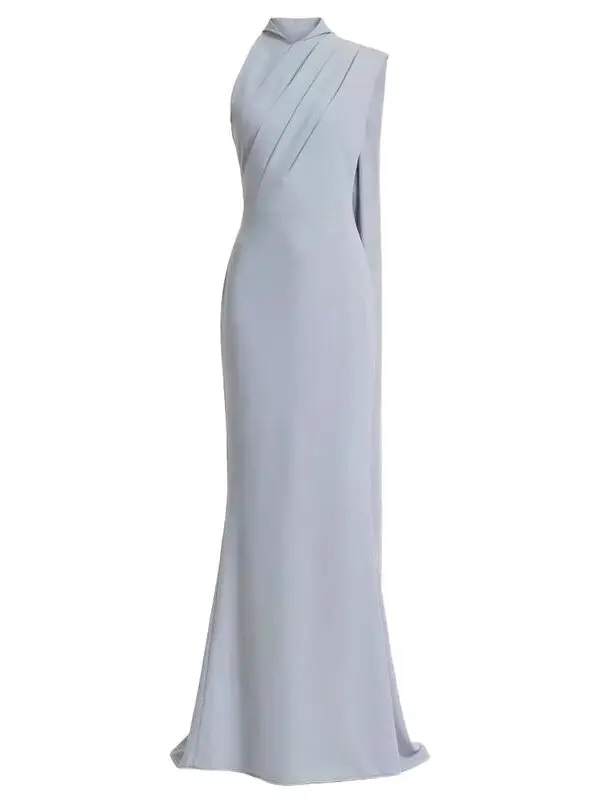GEMY MAALOUF Padded-shoulder Cape Dress - Blue