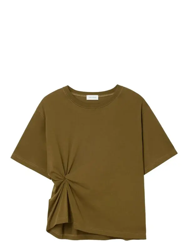 HOUSE OF DAGMAR Asymmetric Knot T-shirt - Dark Green