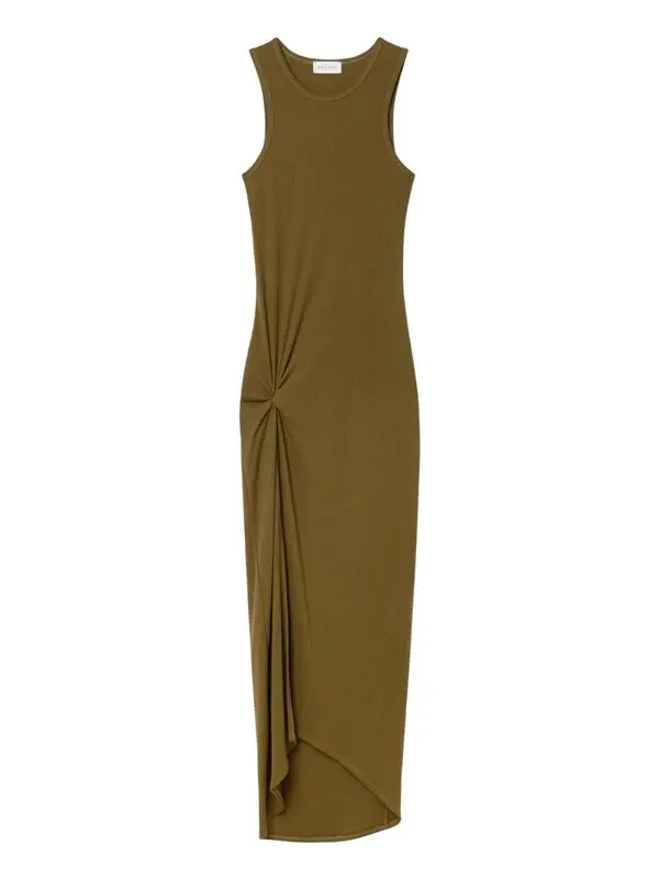 HOUSE OF DAGMAR Knot Detail Ribbed Tank Dress - Dark Green