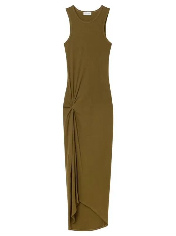 HOUSE OF DAGMAR Knot Detail Ribbed Tank Dress - Dark Green