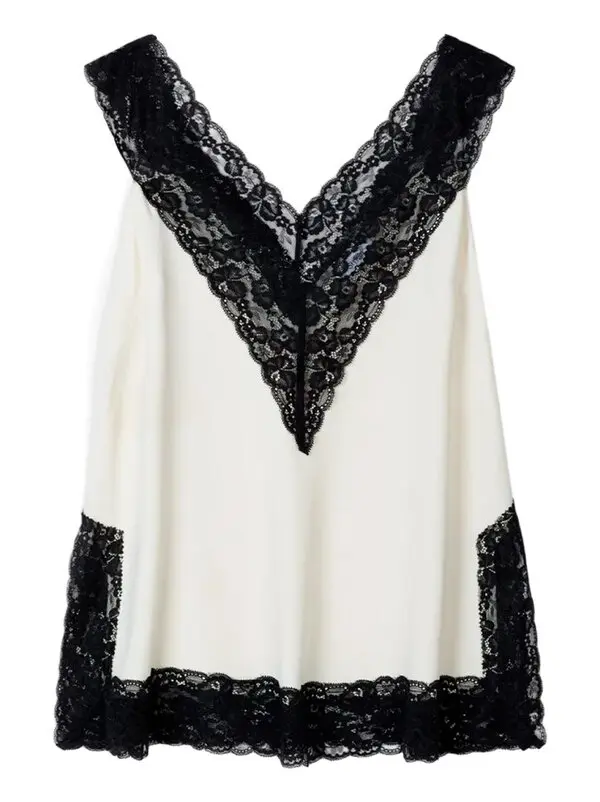 Stylein Miette Lace Trim V-neck Top - Cream