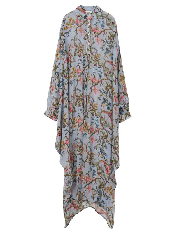 Rodebjer Volta Trailing Print Relaxed Fit Shirt Dress - Blue