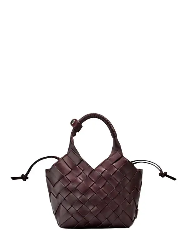 CALA & JADE Misu Mini Woven Leather Bag - Fudge