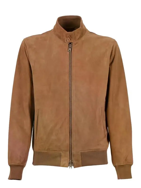 SCHOTT High-neck Suede Jacket - Brown