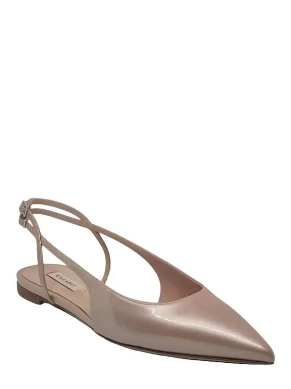 Casadei Beige Patent Leather Pointed-toe Slingback Ballet Flats - Neutrals