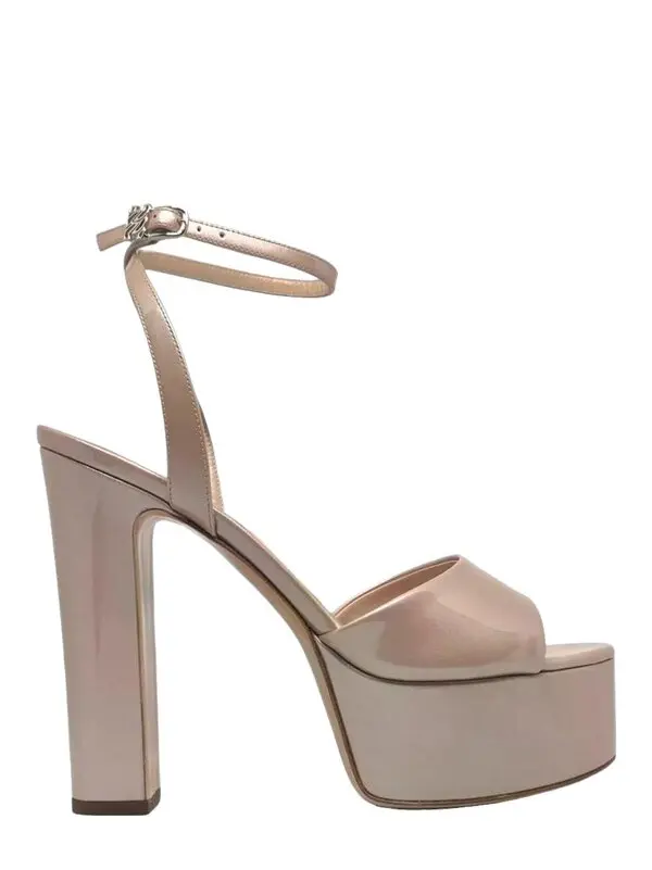 Casadei Patty Patent-finish Platform Sandals - Neutrals
