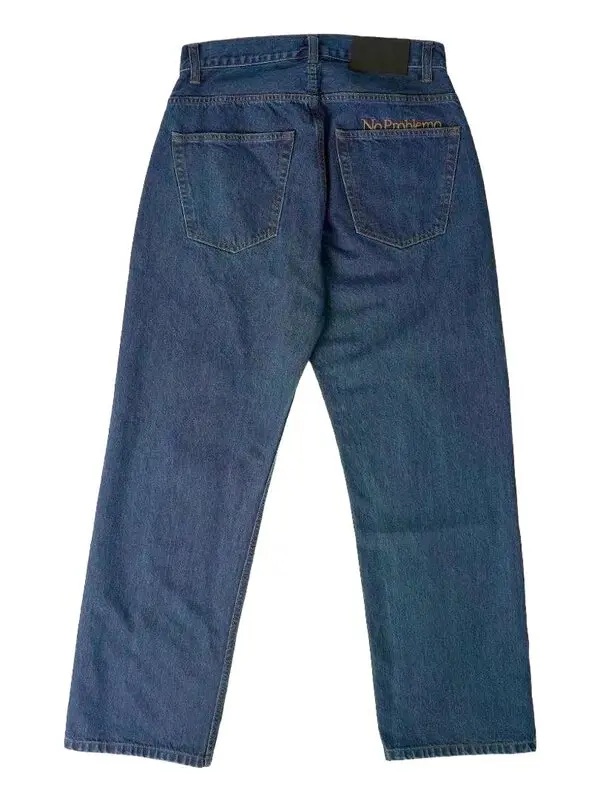 NO PROBLEMO Bagi Logo-embroidered Jeans - Blue