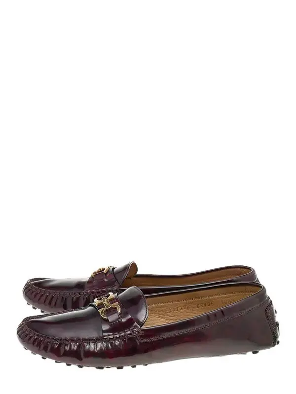 FERRAGAMO Gancini Detail Patent Leather Loafers - Red