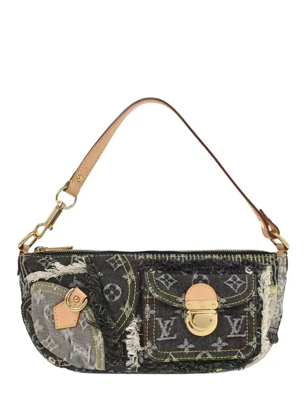 LOUIS VUITTON 2007 Monogram Denim Patchwork Handbag - Grey