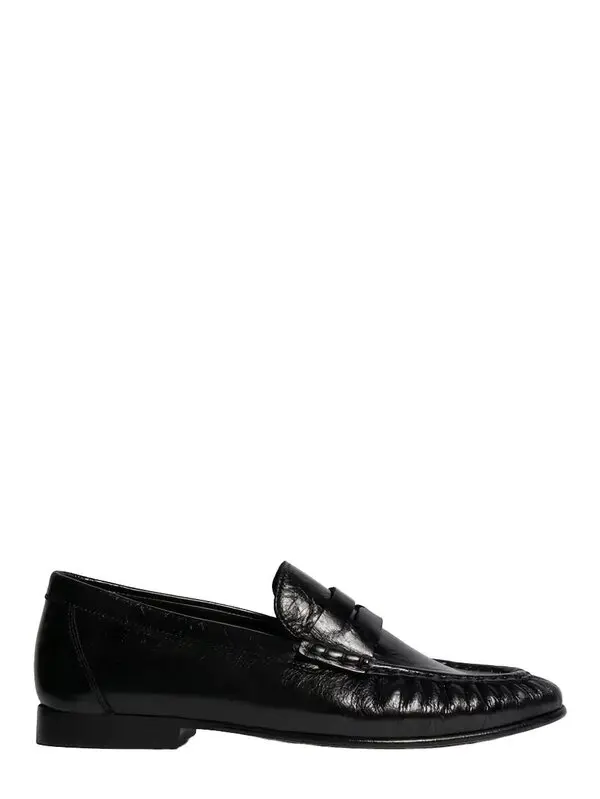 POSA Wrinkled-textured Loafers - Black
