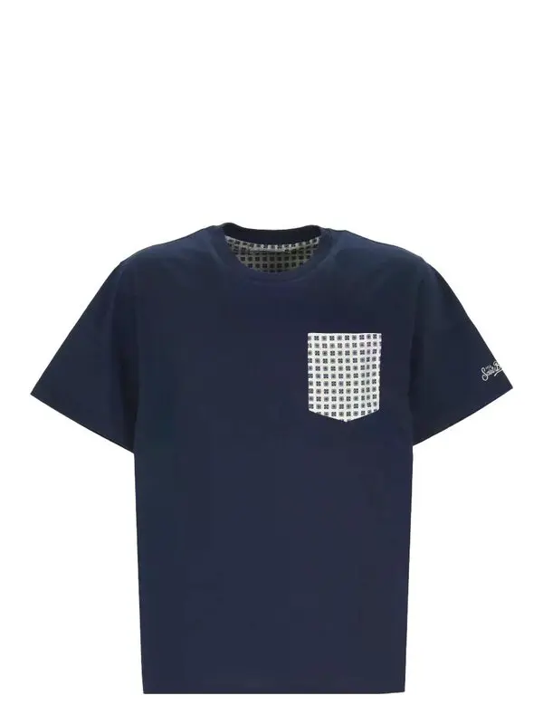 MC2 SAINT BARTH Geometric-print Chest-pocket T-shirt - Blue