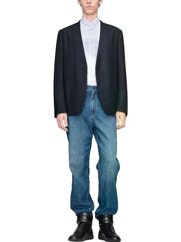 MAISON MARGIELA Collarless Open-front Jacket - Blue