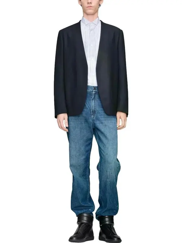 MAISON MARGIELA Collarless Open-front Jacket - Blue