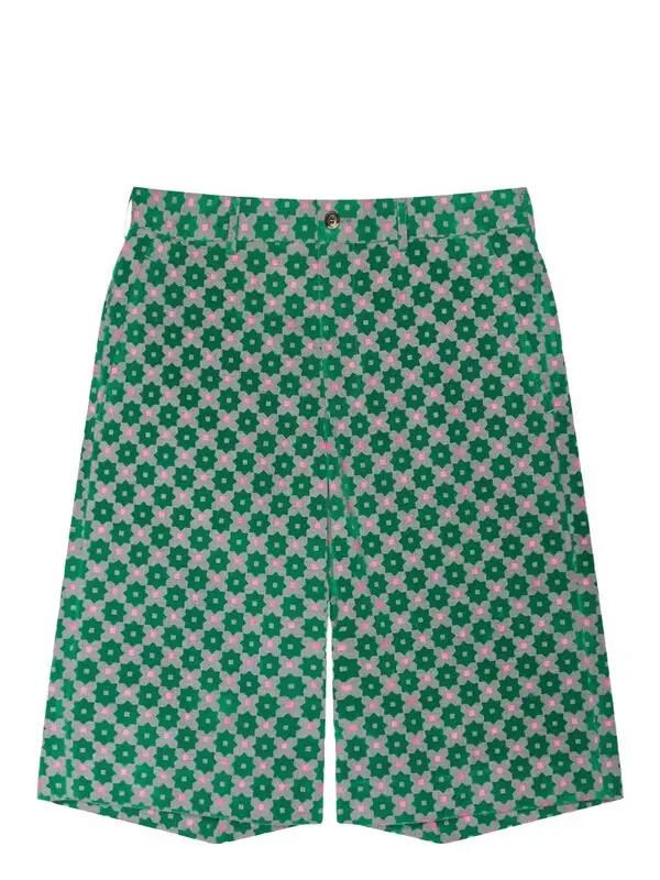 Comme Des Garçons Floral-print Running Shorts - Green