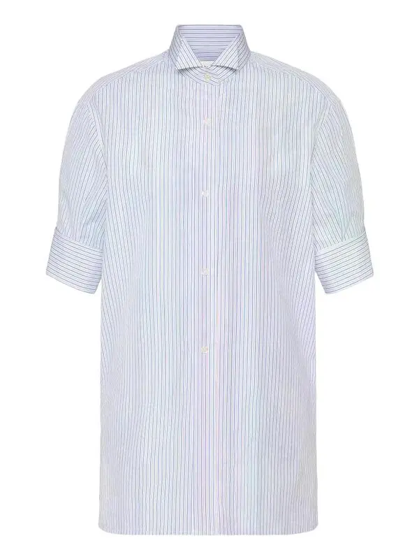 MAISON MARGIELA Striped Wing-collar Shirt - Blue