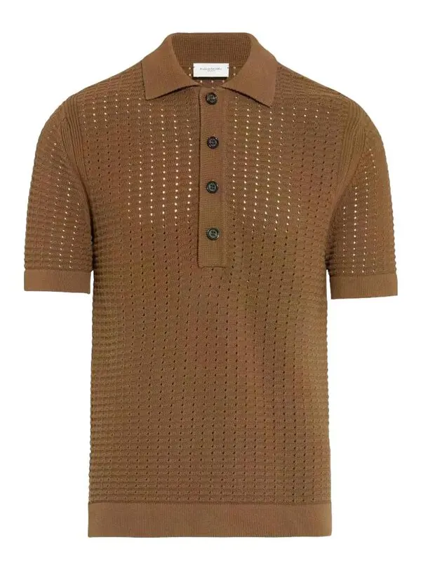PAOLO PECORA Perforated-knit Polo Shirt - Brown