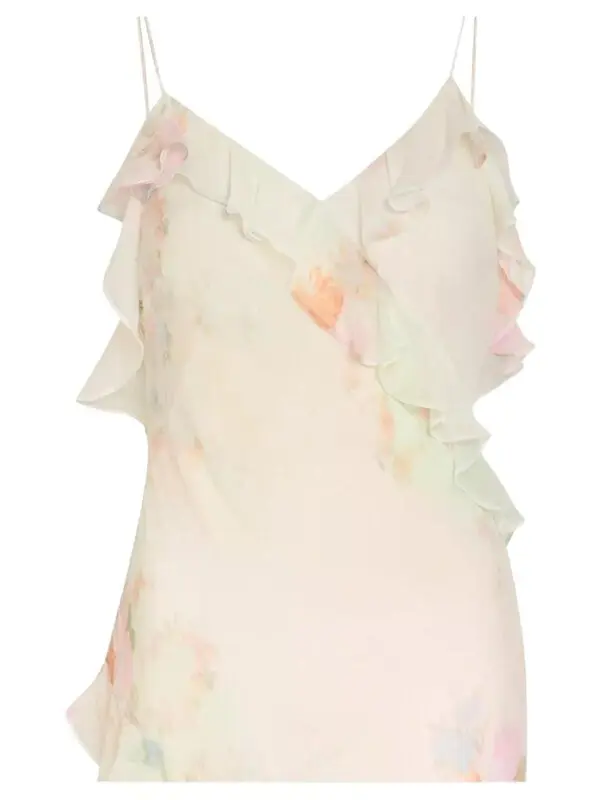 LoveShackFancy Rialto Floral-print Ruffled Maxi Dress - Neutrals