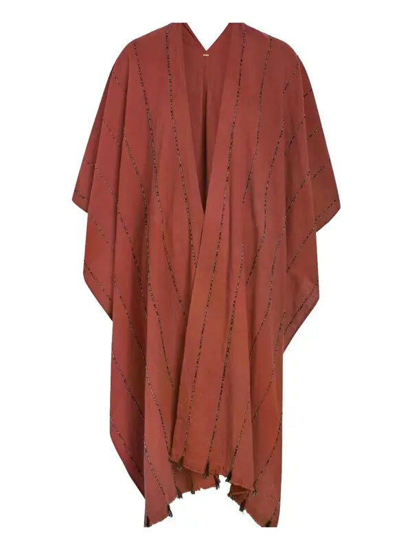 Caravana Embellished Frayed Cape - Red