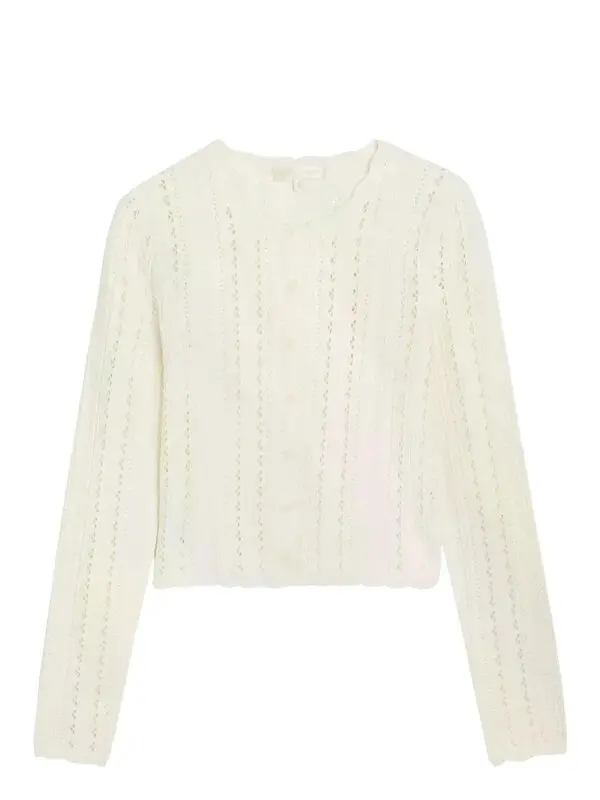 LoveShackFancy Pointelle-knit Scalloped-edge Cardigan - White